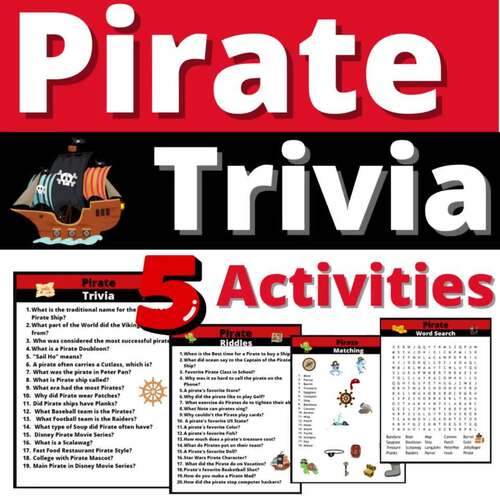 Pirate Trivia Activities Pirates Theme Group Resource Riddles Word Search