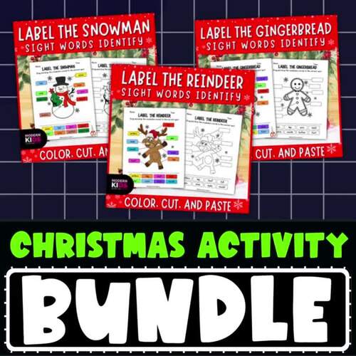Christmas No Prep Activity BUNDLE! - Sight Words Identify, Color, Cut ...