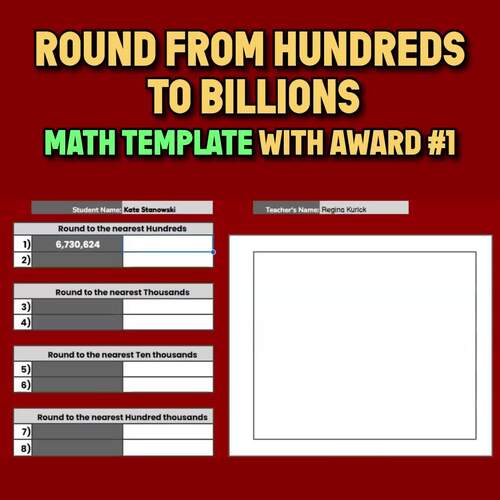 Rounding from the Millionths to the Billions Place Template | TPT
