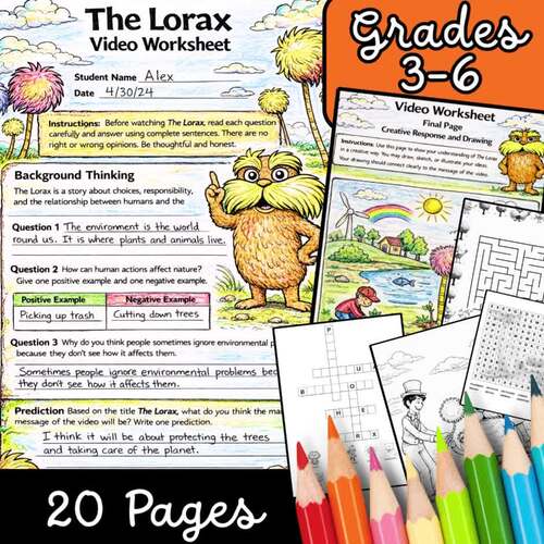 The Lorax movie Coloring Pages, Worksheets Reading Writing for Earth Day