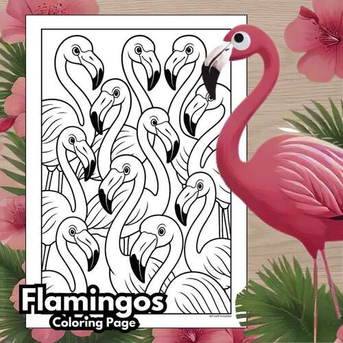 pictures of flamingos to colour in