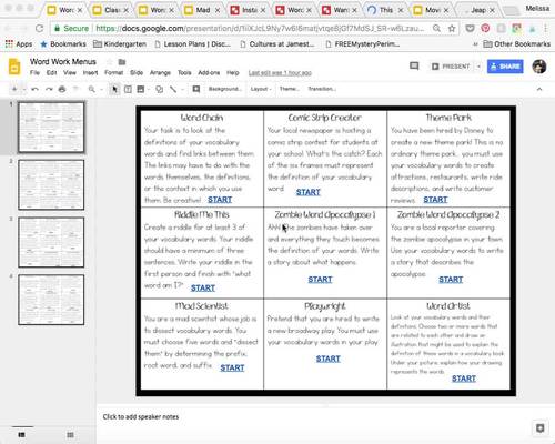 Digital Word Work 3rd, 4th, 5th Grade Google Classroom / Google Drive