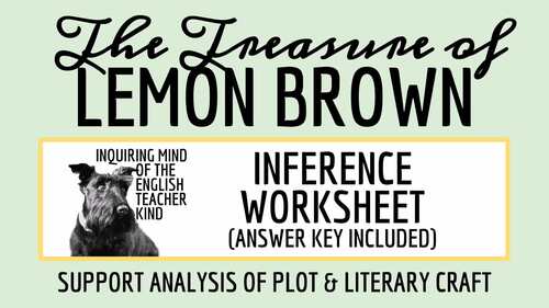 "The Treasure of Lemon Brown" Close Reading Analysis Worksheet and ...