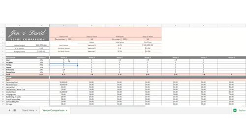 comparison template google sheets