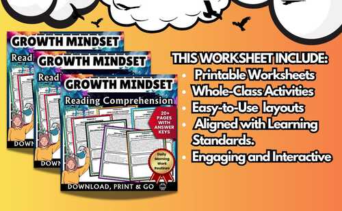 Growth Mindset Reading Comprehension Passages Activities 3rd,4th,5th ...