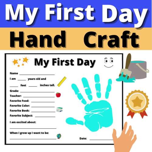 Back to School My First Day Hand Print Craft Story Activity Art by ...