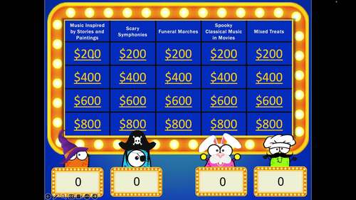 Halloween Classical Composers Elementary Music Game Show Scoreboard