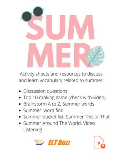 Top 10 Things About Summer. Holidays, Seasons. Discussion. ESL. EFL.