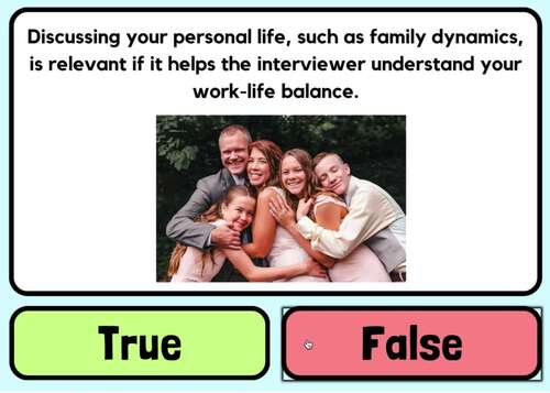 Job Interview Digital Activity: True or False? Employment Skills Questions