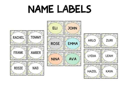 Printable Botanical Name Labels, Editable Name Tags, Cubby Tags ...