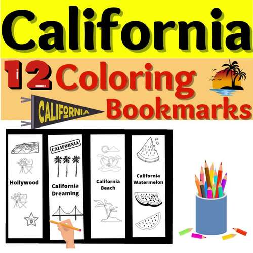 California Coloring Bookmarks Activity Resource Art Activity No Prep