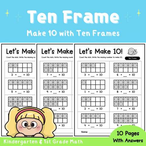 Spring Make 10 Worksheets | Ten Frames Addition | Missing Number