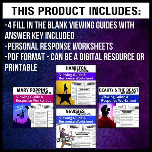 Disney Broadway Bundle → 4 Musical Theatre Viewing Guides & Response ...