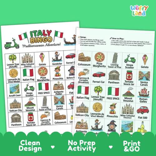 Italy Geography BINGO Game | Country Study & Culture Vocabulary Activity