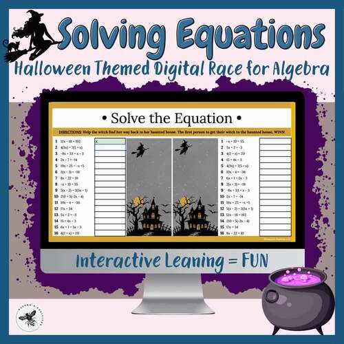 Halloween Algebra Partner Race & Independent Activity | Solving ...