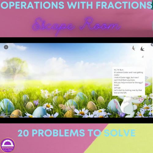 Operations with Fractions Easter Egg Hunt Digital Escape by Matemaths