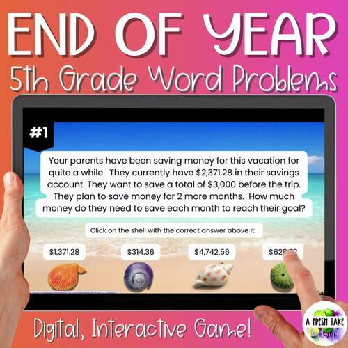 End Of Year 5th Grade Math Review Real Word Problems Summer Plan a ...