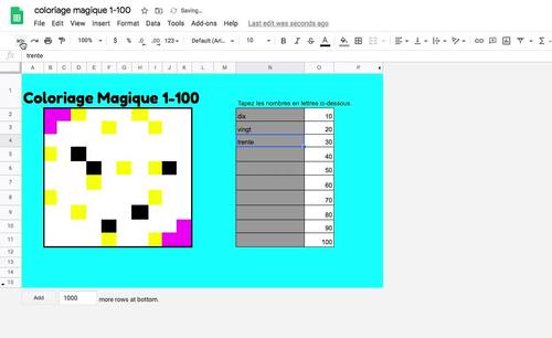 French DIGITAL colour by number Coloriage Magique 1-10, 1-50, 1-100