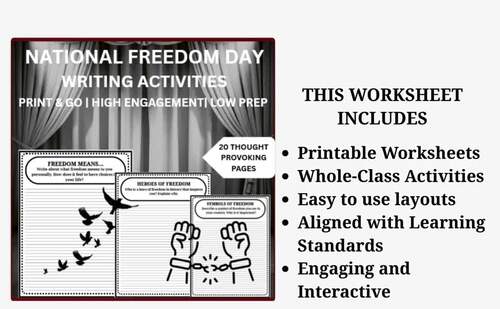 NATIONAL FREEDOM DAY PROMPT WRITING | 20 PAGES | GRADE 3-8| by ...