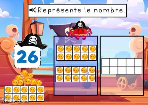 Représente le nombre 0-40 Les pirates Boom Cards French distance learning