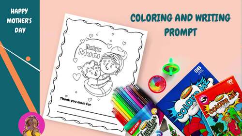 Happy mother's day coloring pages and writing prompt by Learn with Ms AD