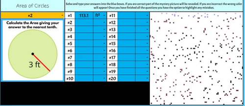 Area of Circles Pixel Art by Pick Up and Go Resources | TpT