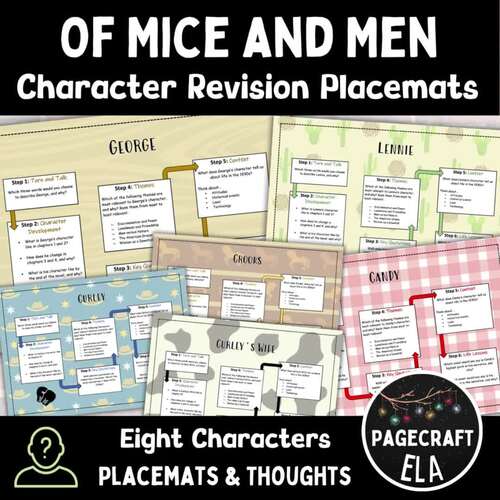 Of Mice and Men Character Revision Placemats or Graphic Organizers