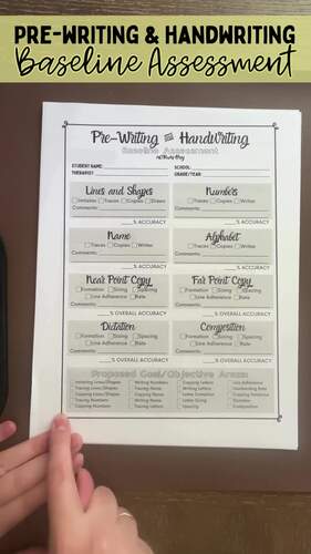 Pre-Writing and Writing Baseline Assessment - OT, Special Ed | TPT