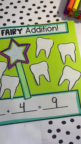 Addition Math Craft Tooth Fairy by The Teaching Diva Corner | TPT