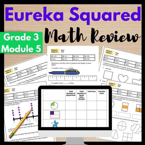 {Eureka} SQUARED Math Grade 3 Module 5 Review Packet Fractions | TPT