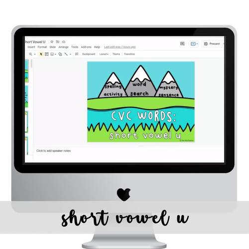 CVC Words Short Vowel U | Digital and Print by The Viral Teacher