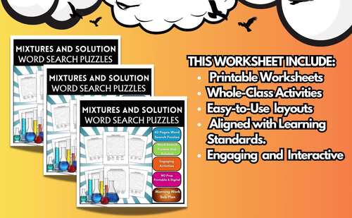 Mixtures And Solution Word Search Activities Morning Work 4th,5th,6th ...