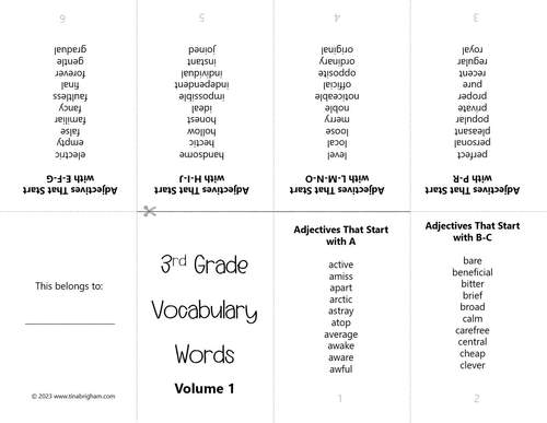 3rd Grade Vocabulary Mini Books by Tina Brigham | TPT