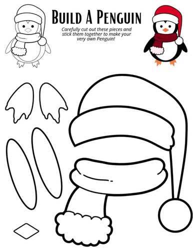 Build a Penguin Printable Craft | Winter Cut and Paste Activity for ...
