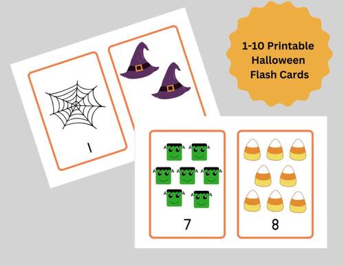 Halloween Flash Cards 1-10 by Evelyn Rose Prints | TPT