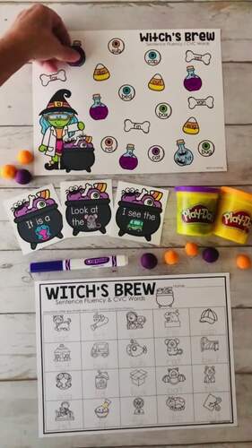 Halloween Sight Word and CVC Sentence Fluency Smash Game | TPT