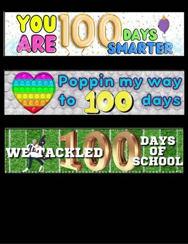 ANIMATED Google Classroom Banners Headers | 100th Day of School {BUNDLE}