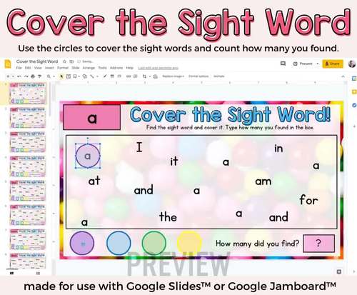 Cover the Sight Word Activity with Google Jamboard™ and Google Slides™
