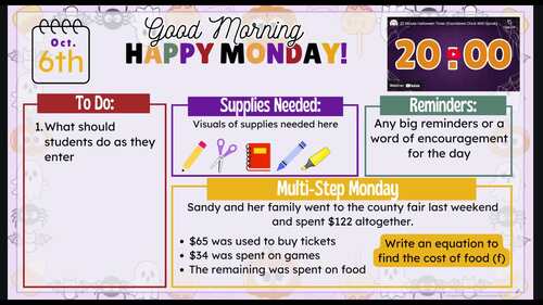 October Morning Slides | Daily Routine | Editable | Morning Meeting