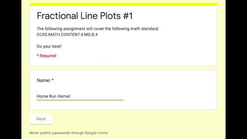 Fractional Line Plots Google Classroom™ Digital Quiz Set by Home Run ...