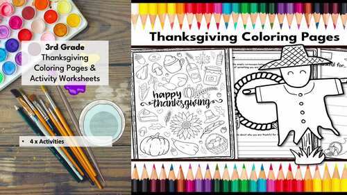 3rd Grade Thanksgiving Coloring Pages and Activity Worksheets for Third ...