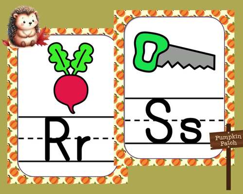 Alphabet Posters with Pictures Pumpkin Fall Theme by Printables Granny