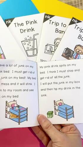 Decodable books for glued sound nk, foldables, passages, and cloze ...