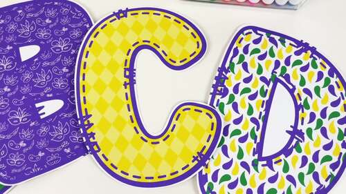 Mardi Gras Pattern Letters & Numbers for Bulletin Board / Classroom Decor