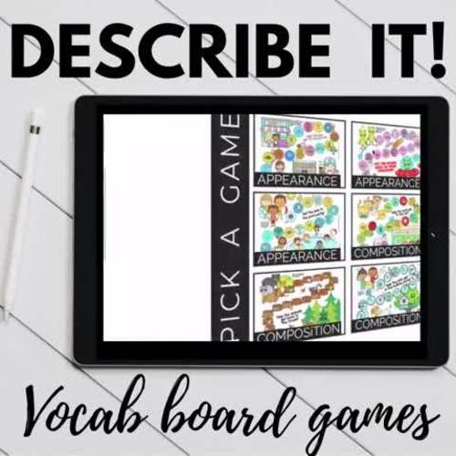 Language Board Games | Describe it | BOOM CARDS™ by Mia McDaniel