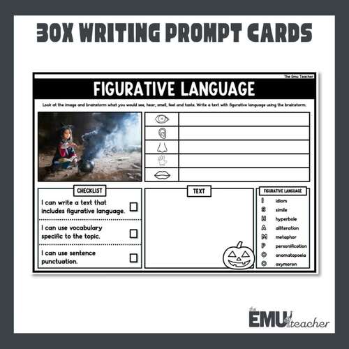 Halloween Writing Prompt Cards Story & Descriptive Writing Activity