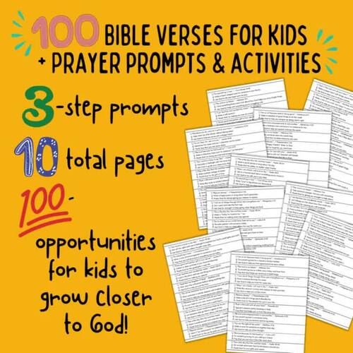 Printable 100 Bible Verses for Kids with Activities & Prayer Prompts ...