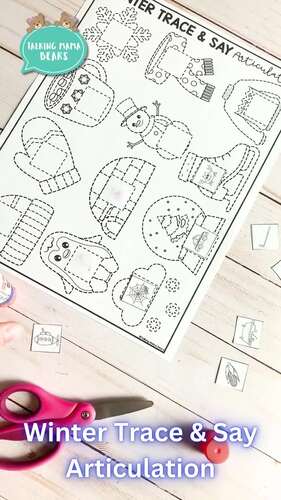 Winter Speech Therapy Trace And Say Activity by Talking Mama Bears