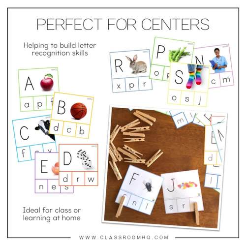 Upper and Lower Case Letter Match Activity Cards by classroomHQ | TPT