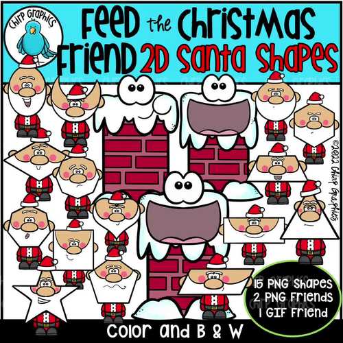 Feed the Christmas Friend 2D Santa Shapes Clip Art by Chirp Graphics